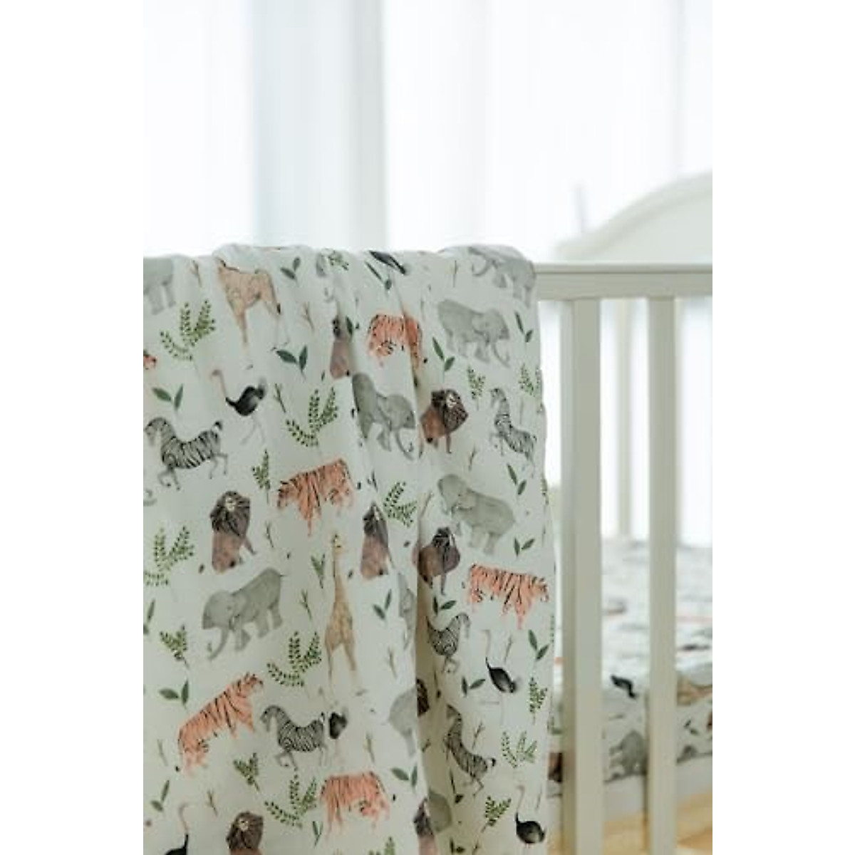 Little Jump Muslin Baby Quilt, Jungle Print Breathable Muslin Quilt Toddler Blanket - Oversized 47" x 47" - 2 Layers Muslin Crib Blanket for Baby Boy and Girls (Jungle)