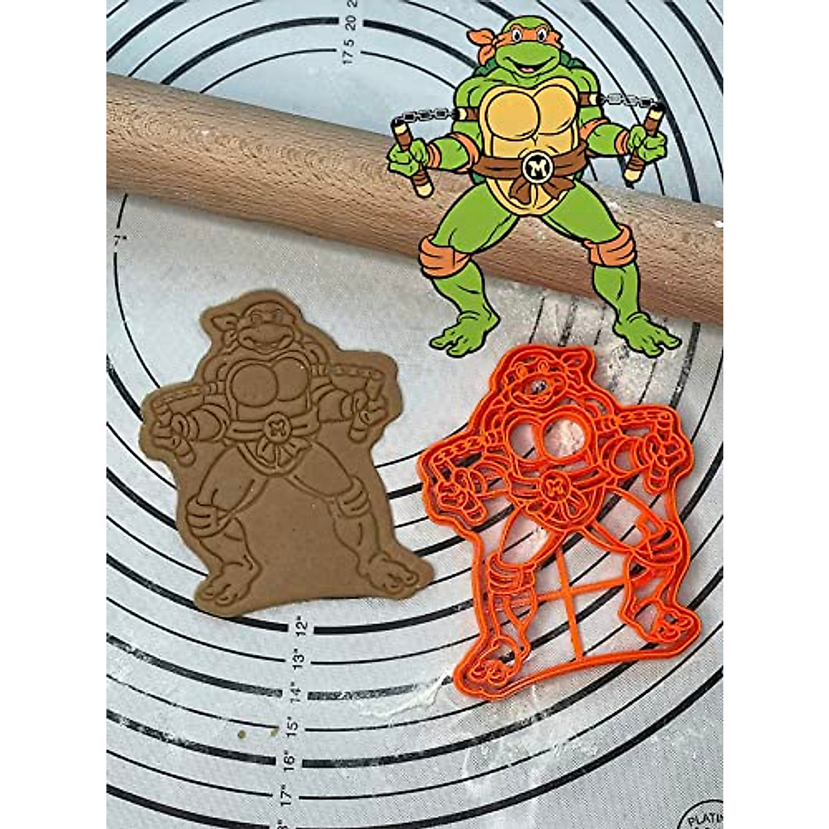Premium Quality Ninja Turtle Michelangelo 6” Cookie Cutter and Mold Produced by 3D Kitchen Art