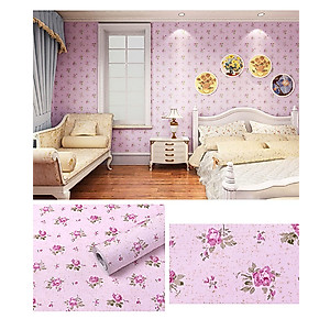 HDsticker, Self Adhesive Decorative Pink Rose Floral Contact Paper Shelf Liner for Dresser Drawer Cabinets Cupboard Door Bookshelves Funiture Wall Decor 17.7X117 Inches