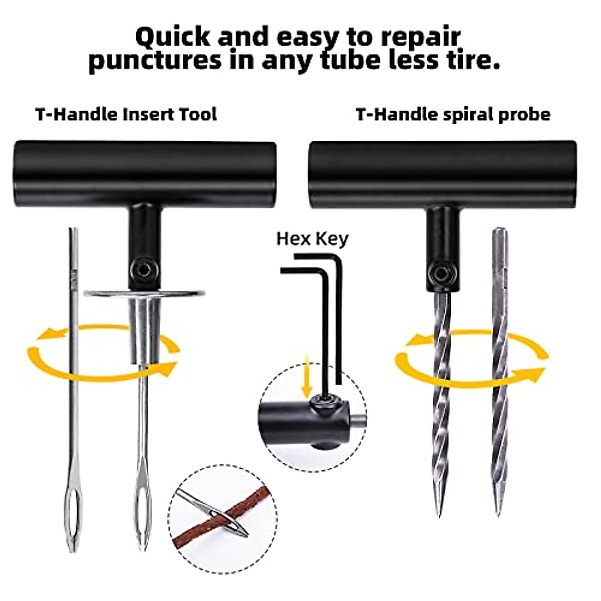 AUTOWN Tire Repair Kit, 102 Pcs Heavy Duty Tire Plug Kit for Car, Universal Tire Patch kit to Fix Punctures and Plug Flats, tire Repair Plugs Truck, RV, ATV, Tractor, Trailer