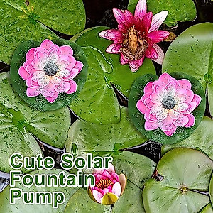 Hiboom 2 Pcs Solar Water Fountain with Lotus Leaf Solar Bird Bath Fountain Pump Solar Fountain with 6 Nozzles Solar Powered Bird Bath Floating Fountain Panel Solar Water Fountain for Fish Tank Pool