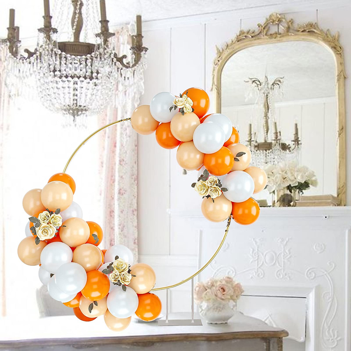 Balloons Orange and White, 50PCS Orange Apricot White Latex Balloon, Orange White Party Balloons Birthday Balloons Decoration for Girls Boys Birthday Party Baby Shower Bridal Shower Engagement