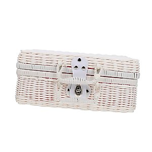 COLLBATH Rattan Suitcase Woven Baskets 1pc Seagrass Storage Baskets Wicker Storage Box Retro Handwoven Box Cosmetic Travel Plastic White Woven Box Bread Container Wicker Basket with Lid