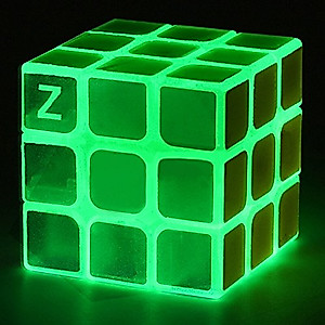 3x3 Fluorescent Speed Cube Glow in Dark Magic Speed Cube 3-D Brain Teasers IQ Puzzles for Kids and Adults (Green Fluorescent)