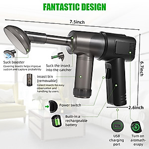 Bug Catcher for Kids,Strong Suction Bug Suction Toy Vacuum,Catch and Release Indoor/Outdoor Play,Cordless Rechargeable Insect Vacuum Cleaner Bug Sucker for Spider,Insect,Wasp,Bees,Mosquito,Moth