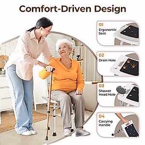 WAYES Shower Chair for Elderly and Disabled - Bariatric Shower Chair, Up to 500 Lbs, Heavy-Duty, Adjustable