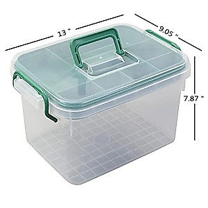 Rinboat Family Plastic Storage Bin with Lid, Medicine Box Lockable Compartment Container, 1 Pack