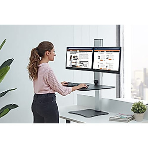 Victor DC450 Dual Monitor Electric Standing Desk, Black, 28 inch Wide Work Surface, Compatible with Any Standard Desk, Monitor Mount Included