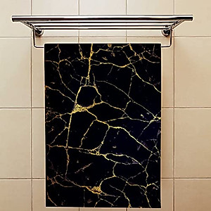 2 Pieces Bath Towel Set,Gold Black Marble Absorbent Bathroom Hand Face Fingertip Towels Soft Hair Drying Cloth for Kitchen,Gym,Spa,Quick Dry,30 inches x15 inches