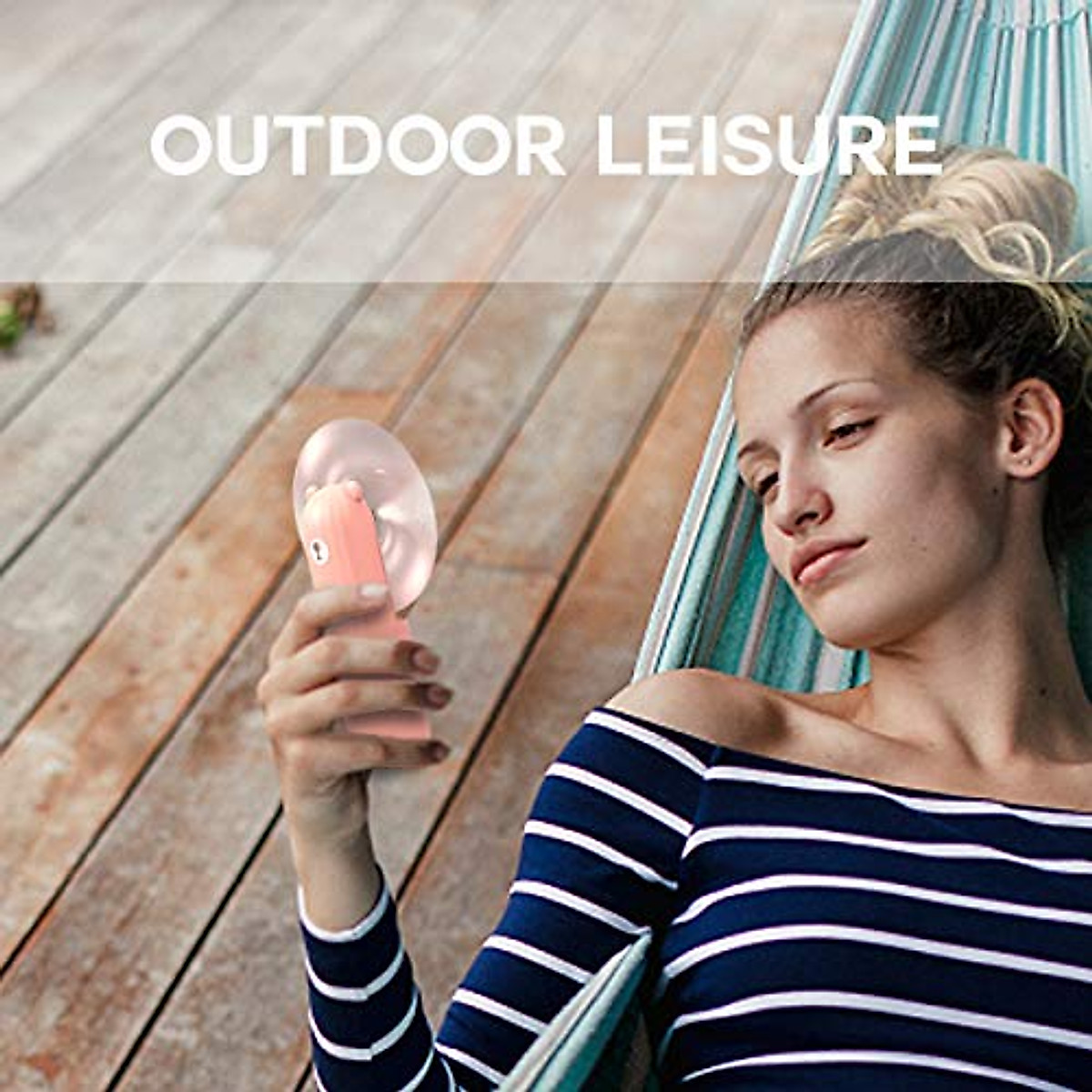 HOPEME Portable Fan, Mini Handheld Fan with 2500mAh Rechargeable Battery, USB Personal Pocket Fan 2 Speed Setting Small Folding Electric Fan for Camping and Outdoor (Pink)