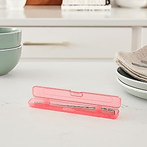 Fourth Option Carry Case, Portable Flatware Box Travel Tableware Storage Case Box, Utensil Case Flatware Storage Box for Cutlery Kit (Pink, Single) Holds ONLY Fourth Option Utensils, Sold Separately