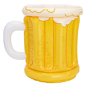 Inflatable Beer Mug Cooler for Pool Party Supplies, BBQ, Beach Parties (23 in)