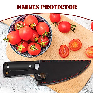 CALLARON Chef Knife Holder Leather Knife Case Covers Sleeves Knives Guard Universal Sheath Blade Guards Protector With Belt for Bread Carving Chef Cleaver Kitchen Knife
