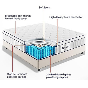 SUAYEA Full Mattress, 12 Inch Full Size Mattress in a Box, Medium Firm Matterss with Pocket Spring and Soft Foam, Ultimate Motion Isolation, Strong Edge Support, Hybrid Mattress