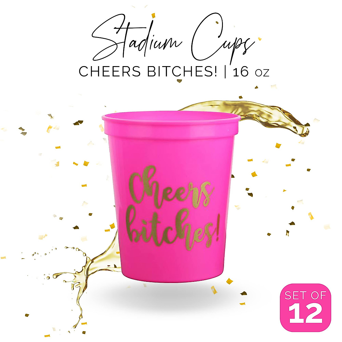 Cheers Bitches! Bachelorette Cups Set of 12 - Girls Night Decorations for Adults, Girls Weekend Cups, Bitch Cup, Bachelorette Party Cups, Bridal Party Cups, Birthday Squad Cups, Bridal Shower Cups