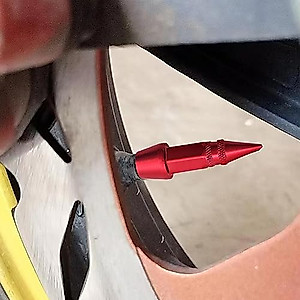 NTNEV 4PCS 45MM Spiked Aluminum Stem Valve Caps, Dustproof Tire Wheel Stem Caps, Heavy Duty Tire Caps, Fit Most Car Motorcycle Bike (Red)
