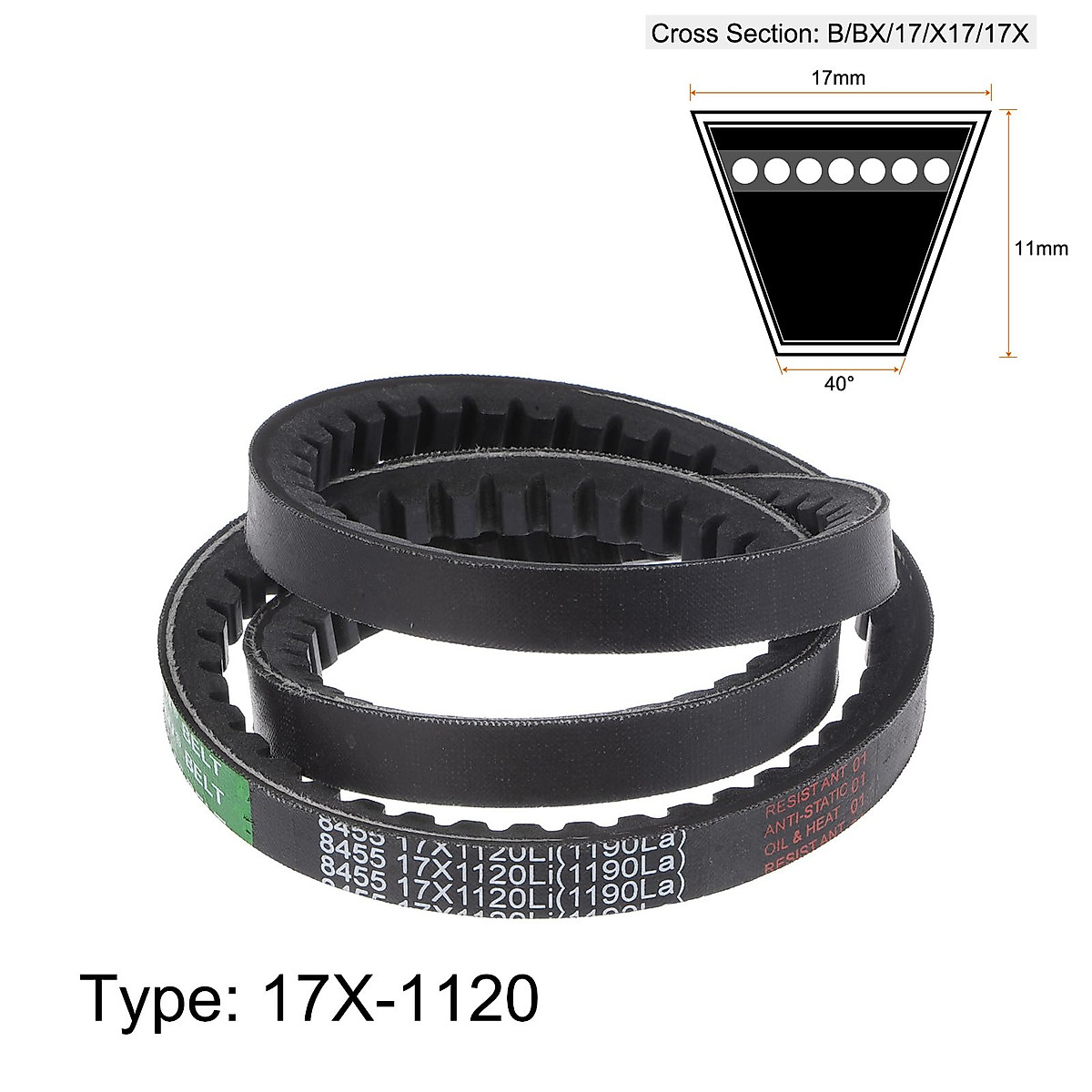 HARFINGTON AV17 Cogged V-Belts 1120mm Inner Girth 17mm Width 11mm Height Rubber Drive Belt Automotive Belt