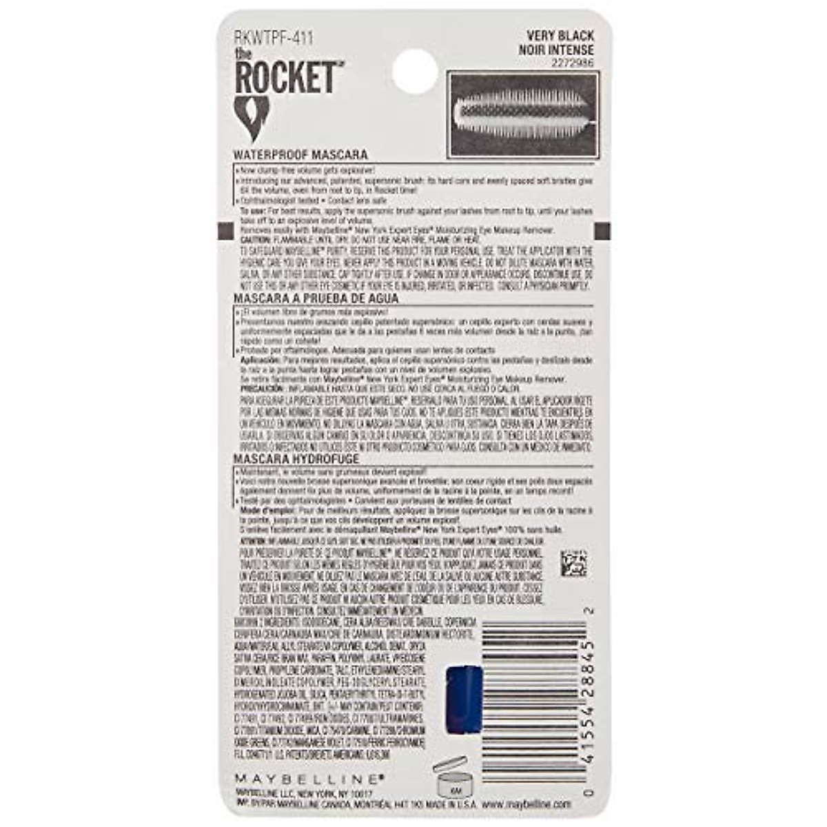 Maybelline New York Volum' Express The Rocket Waterproof Mascara, Very Black, 0.3 fl. oz.