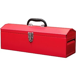 BIG RED TB101 Torin 19" Hip Roof Style Portable Steel Tool Box with Metal Latch Closure and Removable Storage Tray, Red, 19.1" x 6.1" x 6.5"