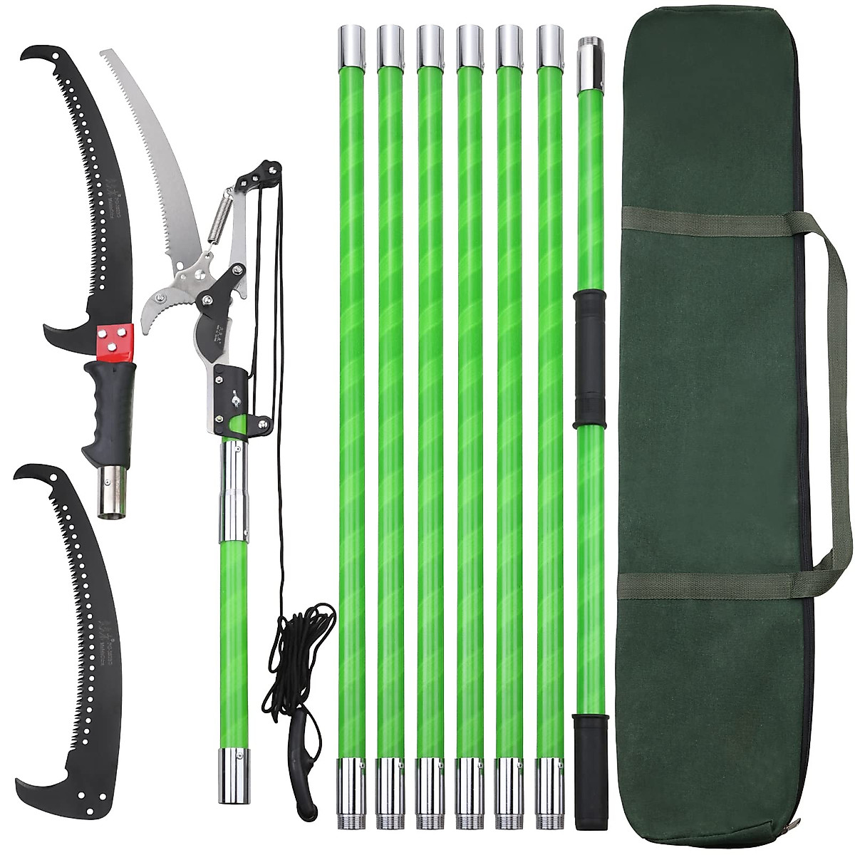 26 Feet Tree Pole Pruner Manual Branches Trimmer Tree Branch Garden Tools Loppers Hand Pole Saws Extendable Height Adustable System for Sawing and Shearing