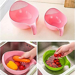 Rice Washer Quinoa Strainer Cleaning Veggie Fruit Kitchen Tools with Handle Newest (S, Green)
