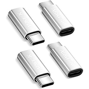 ARKTEK USB-C Adapter i OS Lighting Cable (Female) to USB Type C (Male) - Charging Adapter with 56K Resistor, Compatible for Galaxy S20 Note 10 Pixel 4 and More, Sivler Aluminum (4 Pack)
