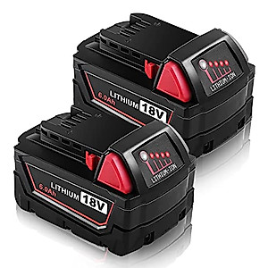 2 Pack 6.0Ah Replacement for Milwaukee 18V Battery Compatible with Milwaukee 18 Volt XC 48-11-1820 48-11-1850 48-11-1815 48-11-1852 48-11-1822 48-11-1828 48-11-10 48-11-1811 48-11-1840