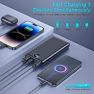 KEOLL Portable Charger 25800mAh Power Bank, 22.5w Fast Charging Battery Pack, LED Display USB C Backup Battery, Slim Portable Phone Charger for iPhone 15/14/13 Pro Samsung Android Cell Phone etc