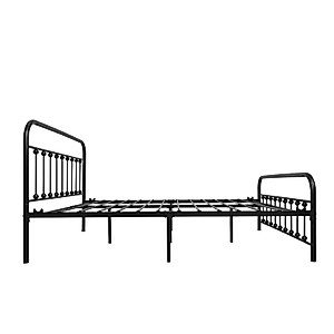 YALAXON Vintage Sturdy Queen Size Metal Bed Frame with Headboard and Footboard Basic Bed Frame No Box Spring Needed, Black
