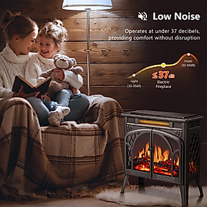 Havato Electric Fireplace 25" with Remote Control, Adjustable Realistic Flame, 2 Heating Modes, Sleep Timer, Overheating Protection. Ideal for Indoor Electric Fireplace Stove, Infrared Heater, Grey