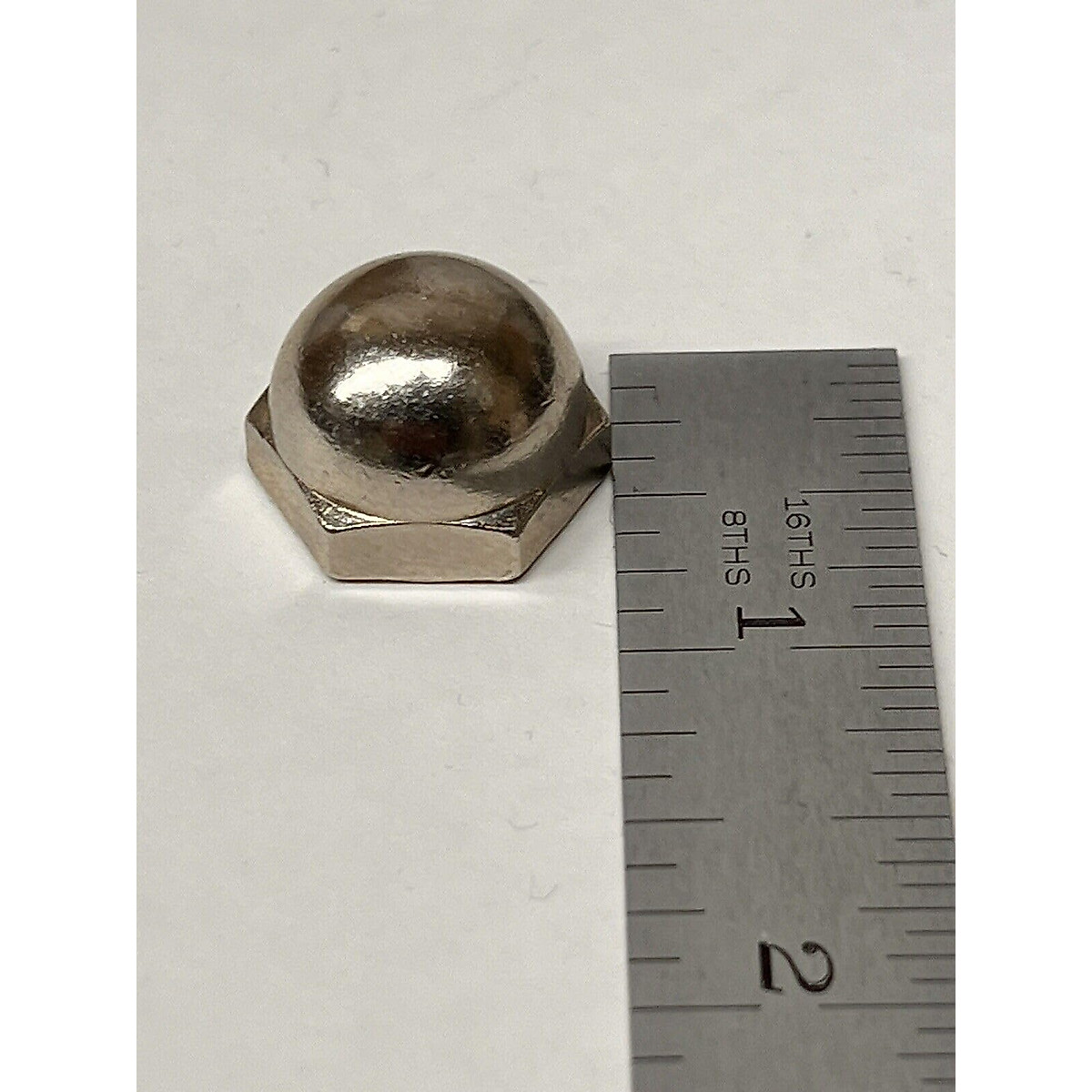 (4) 7/16-14 Acorn Cap Nut Brass Nickel Plated Rounded .437-14 7/16" Brass Nickel