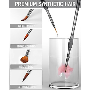 Nicpro Fine Detail Paint Brush Set, 15PCS Fine Tip Miniature Painting Brushes for Fine Detailing, Miniature Model 40k, Paint by Numbers & Acrylic, Watercolor, Oil Painting- with Container