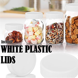 JOE'S Regular Mouth Mason Jars 32oz [2-JARS] - Quart size Jars with White Plastic Lid. Ideal for Meal Prep, Fermenting, Pickling, or DIY Decors and Projects.