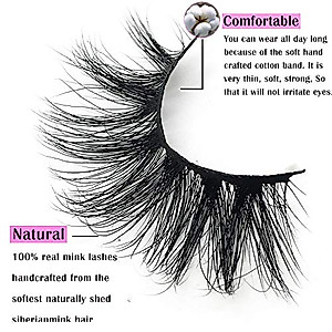 GOO GOO Mink Lashes, 18mm Natural False Eyelashes 3D Layered Effect Real Siberian Mink Fur Fake Eyelashes Hand Made Strips Eyelashes Reusable Make Up 1 Pair Natural Lashes