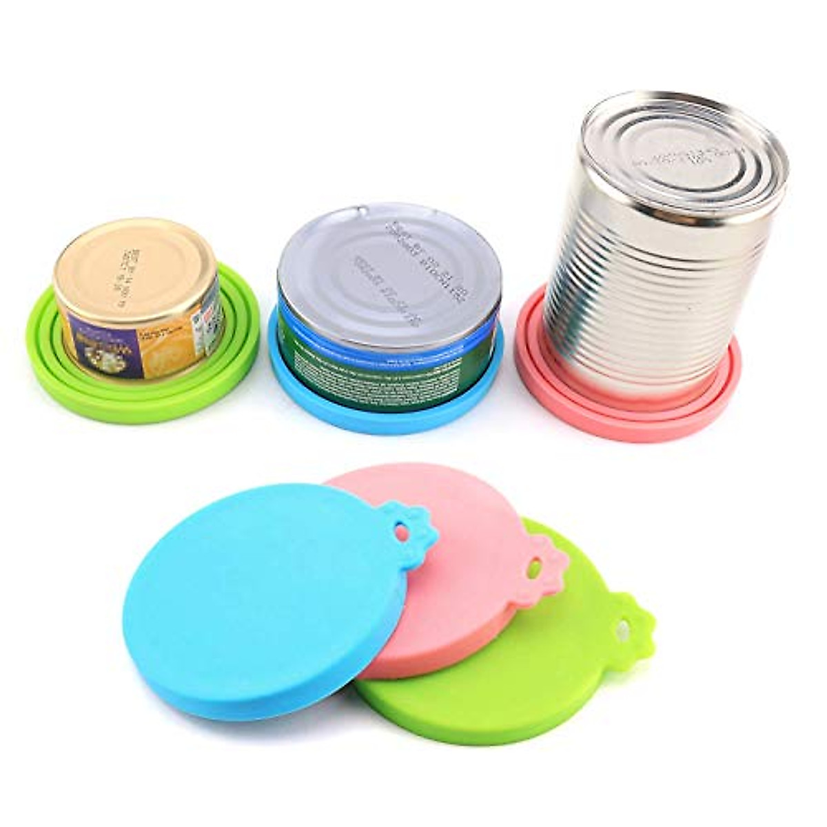 COMTIM Pet Food Can Covers 3 Pack Silicone Can Lids Caps for Dog Cat Wet Food,Universal Size Fit Most Standard Size Canned Dog and Cat Food