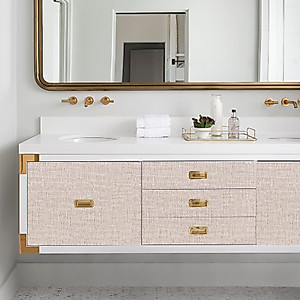 Yancorp 10ft Textured Fabric Wallpaper Faux Grasscloth Khaki Peel and Stick Self-Adhesive Linen Removable Wallpaper Cabinets Counter Top Liners