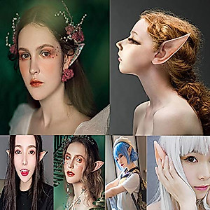 6 Pairs Fairy Pixie Elf Ears,Latex Fairy Pixie Elf,Fairy Goblin Vampire Elven Ears for Cosplay Halloween Christmas Any Themed Party (2 Sizes,3 Colors)
