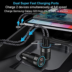 Super Fast Charger Type C, 25W Samsung Android Phone Charger for Samsung Galaxy A14 5G S23 S23+ S23 Ultra S22 S21 S20 FE A13 A53 A12 A04s A03s A54 A34, 60W Car Charger, USB C to USB C Cable(3ft+6ft)