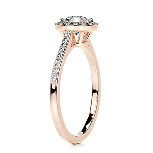 Solid Gold Handmade Wedding Rings 3 CT Round Cut Moissanite Diamond Halo Bridal Engagement Rings for Anniversary Propose Gift (18K Solid Rose Gold)