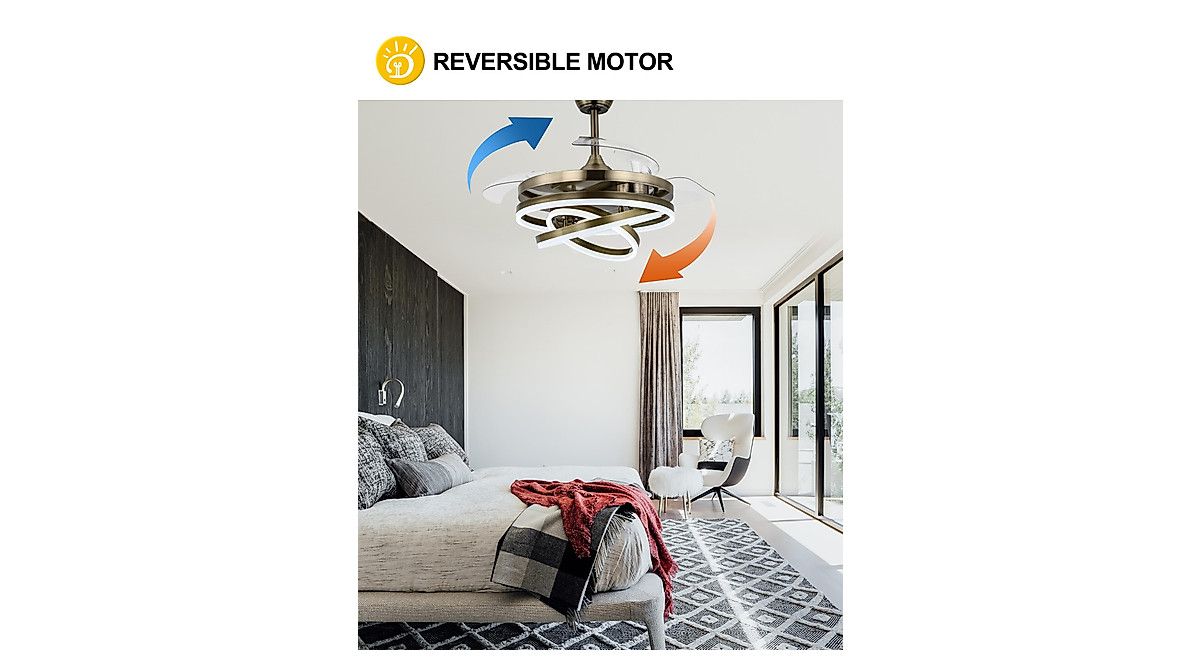Dawn Whisper 42 Inch Retractable Ceiling Fan with Lights & Remote