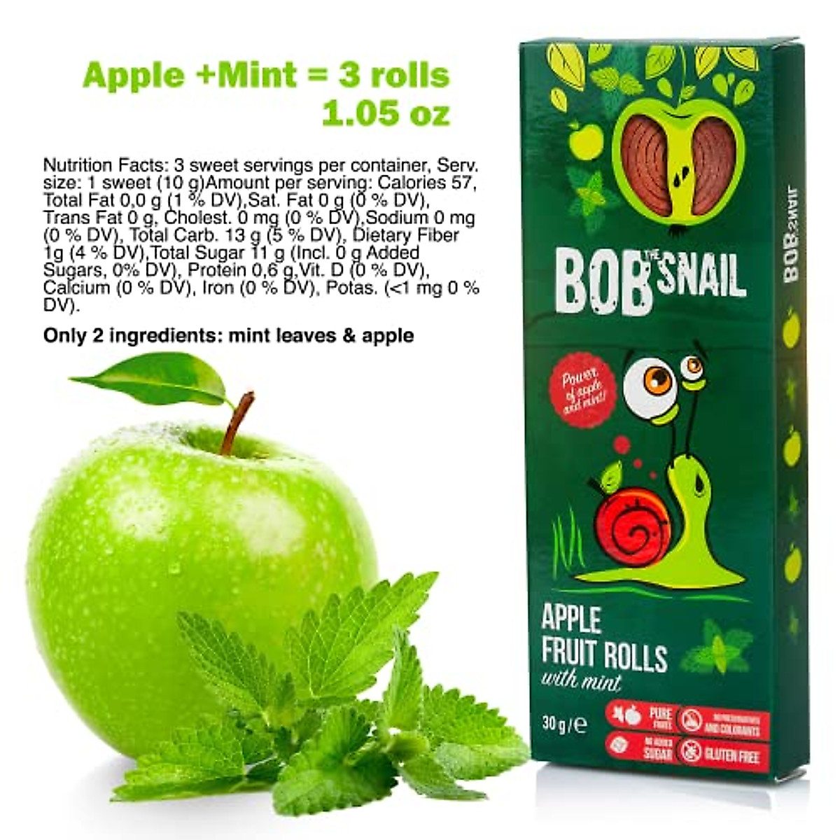 Healthy Snacks Variety Pack for Kids and Adults - Snack Box of 60 Fruit Roll Ups Individual Packs - Natural Fruit Leather of Apple Cherry Plum Pumpkin Mint - Vegan Low Carb Gluten Free Dried Fruit