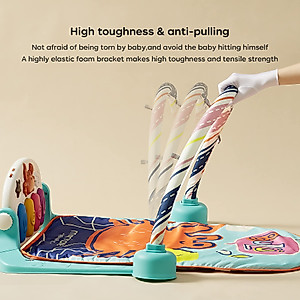 bc babycare Baby Tummy Time Mat with Music Activity Play Gym Mat Kick and Play Piano for Newborn Toddler Boys Girl 0 3 6 9 12 Months