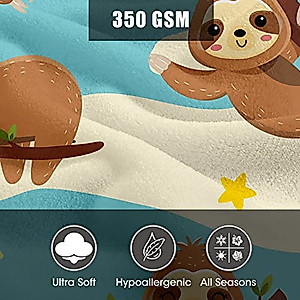 Throw Blanket for Couch, Cozy Warm Plush Fleece Throw Blanket for Adults and Kids, Ultra-Soft Flannel Blanket Decorative Fuzzy Throws for Sofa Bed Dorm, All Season 50x60 in (Sloth)