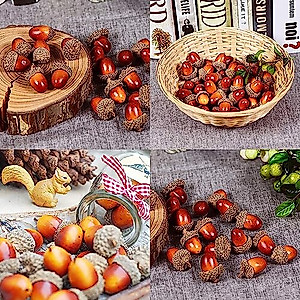 Cshangzei 200PCS Mini Artificial Acorns,Bulk Fake Acorn with Natural Cap Lifelike for Fall Thanksgiving Halloween Decoration,Wedding Decor,Vase Filler,DIY Crafts