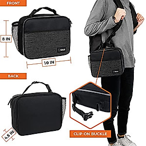 OPUX Insulated Lunch Bag, Soft Lunch Box for School Kids Boys Girls, Leakproof Small Lunch Pail for Adult Men Women, Reusable Compact Lunchbox Lunch Cooler Tote Bag for Office Work (Charcoal)