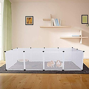 Hamster Playpen Plastic, Rabbit Fence Indoor Small Animal Cage Exercise Pen Transparent Playpen for Puppy Guinea Pigs Bunny Chinchilla Gerbils Hedgehogs Rats (12 Panels/Size:13.78 X 13.78 inches)