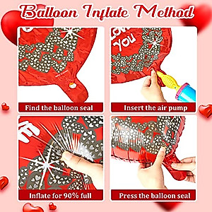 24 Pieces Valentines Day Balloons I Love You Foil Balloon Kiss Me Heart Decorations Anniversary Romantic 18 Inch Balloon for Valentines Sweetest Day Wedding Supplies