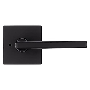 Kwikset Halifax, Door Handle Lever Privacy Door Lock for Bedroom and Bathroom with Microban, Square Rose in Matte Black