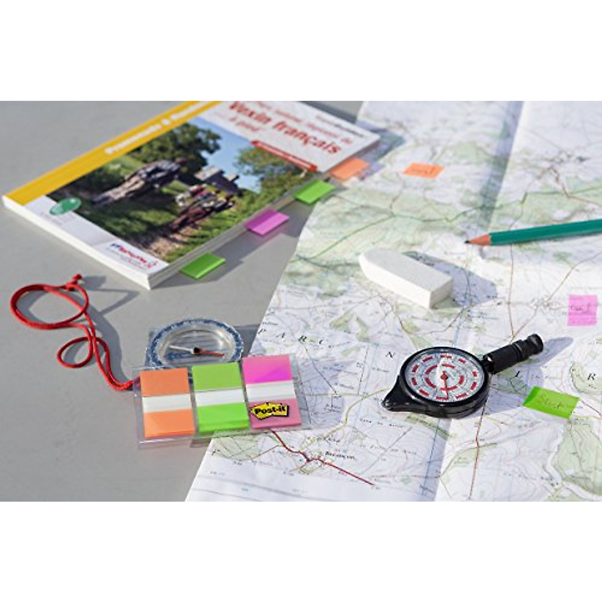 Post-it Flags, 60/On-the-Go Dispenser, 1 Dispenser/Pack, 1 in Wide, Orange, Lime, Pink (680-OLP)