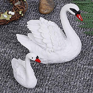 Dancal 2 PCS Swan-Shape Garden Statue Outdoor Sculpture Lawn Garden Scene Decor